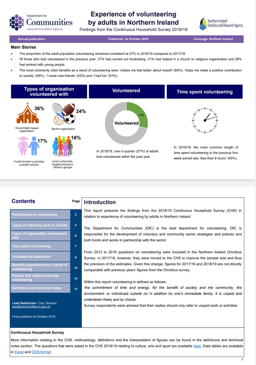 Statistics on the Experience of Volunteering - Volunteer Now